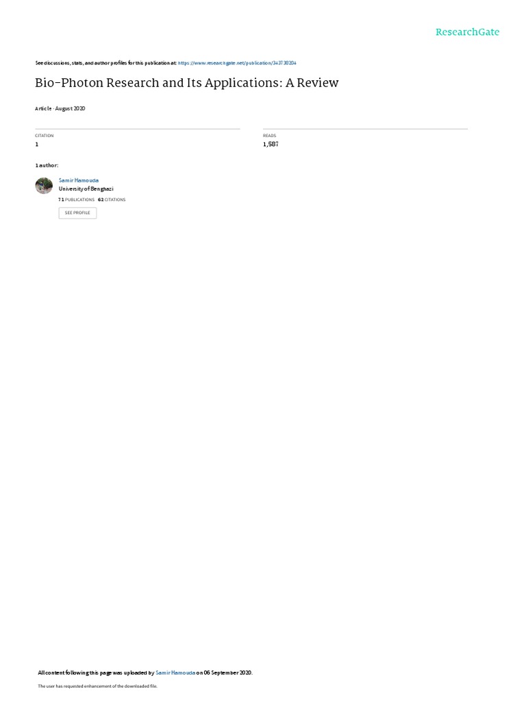 Bio-Photon Research and Its Applications | PDF | Electromagnetic ...