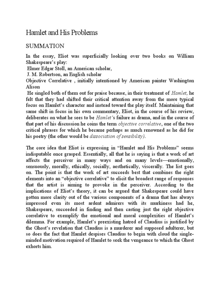 Hamlet and His Problems | PDF | Hamlet | Cognitive Science