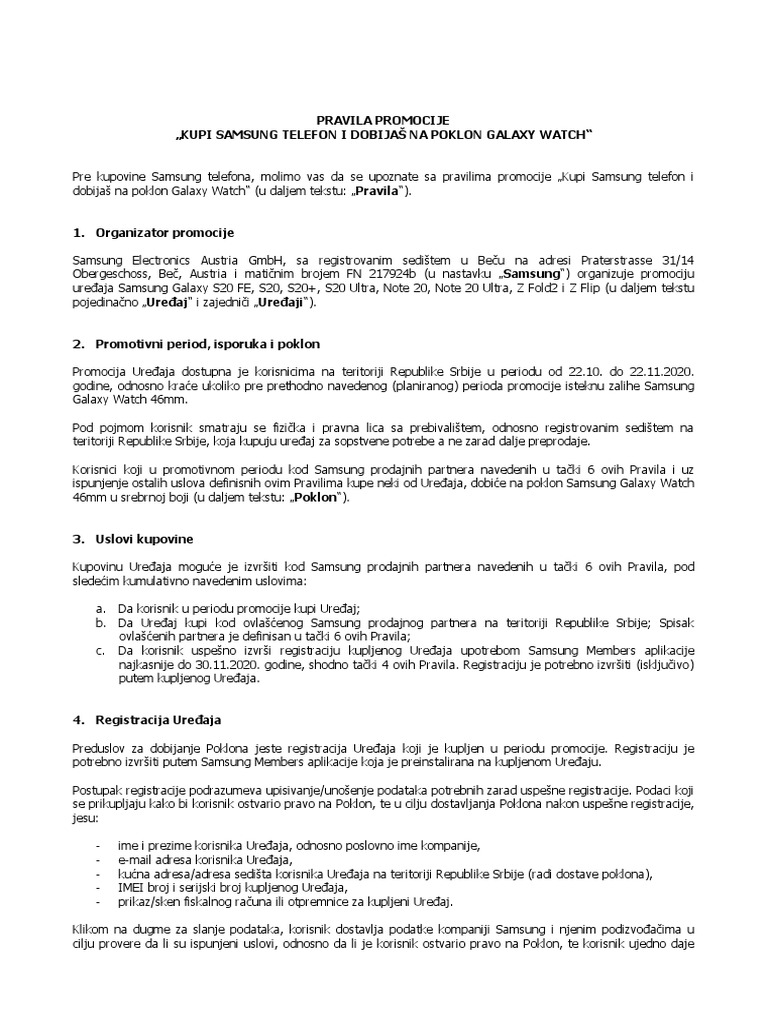 Samsung Pravila Promocije | PDF