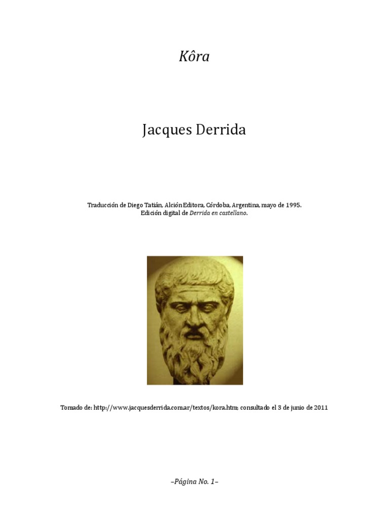 Significado de Khôra en Platón | PDF | Platón | Georg Wilhelm Friedrich ...