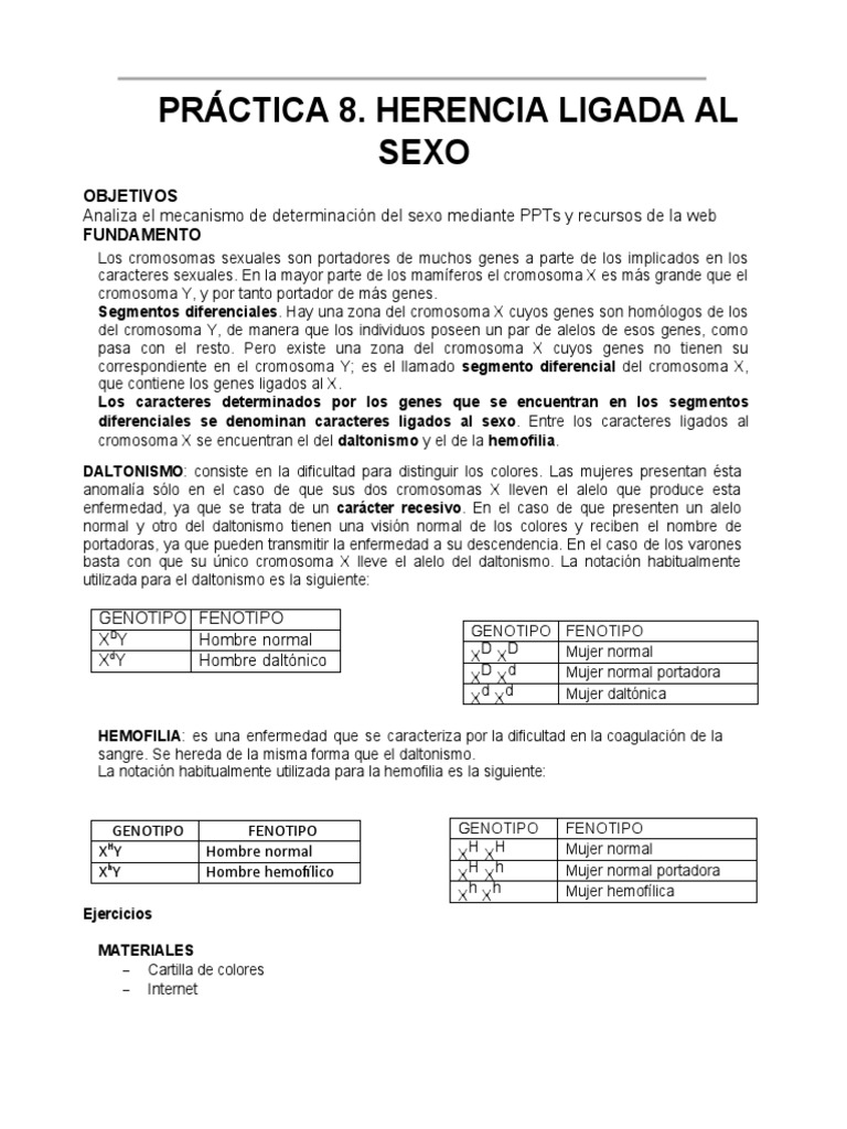 Practica 8. Herencia Ligada Al Sexo | PDF | Alelo | Gene
