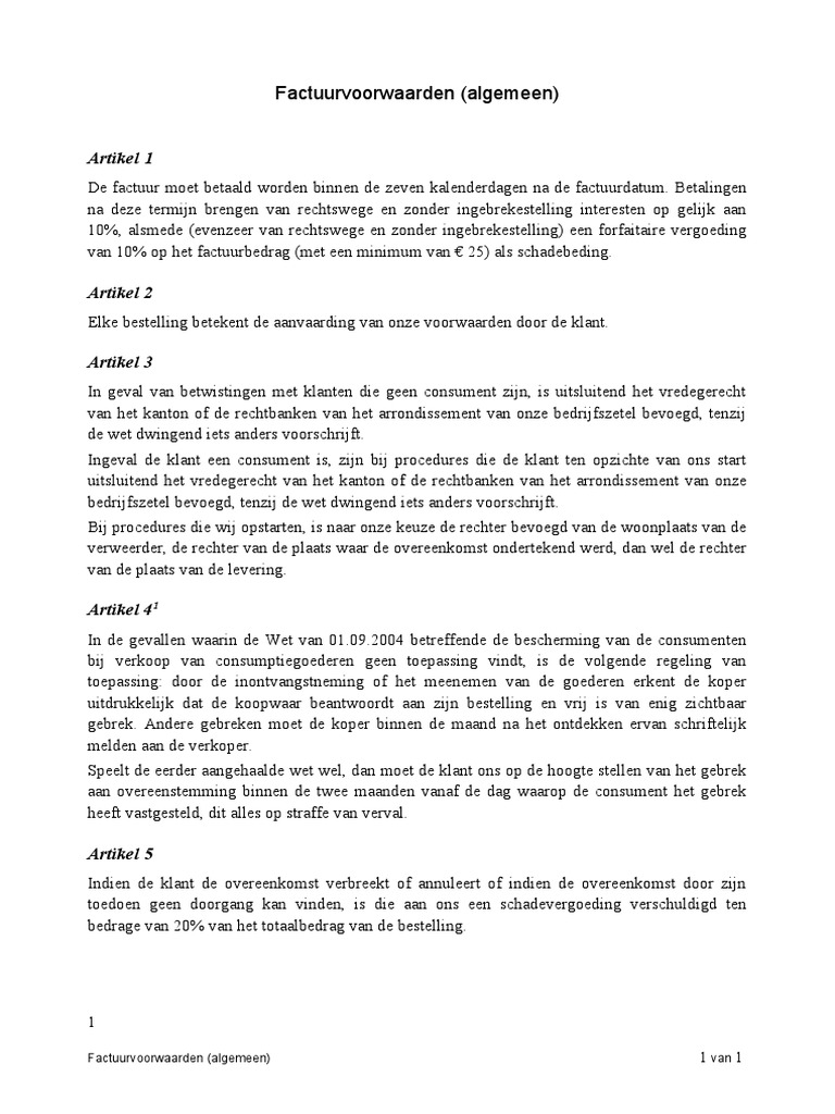 Factuurvoorwaarden Algemeen | PDF