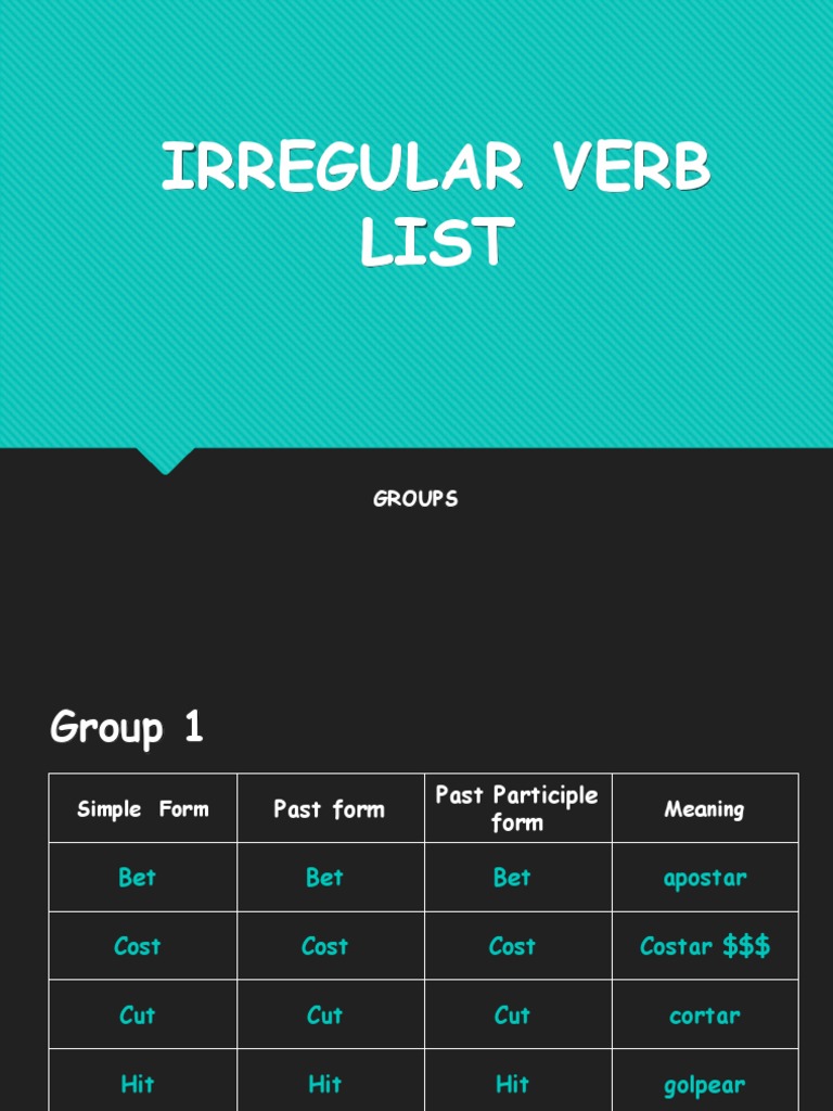 Irregular Verbs in Groups | PDF | Grammar | Semantic Units