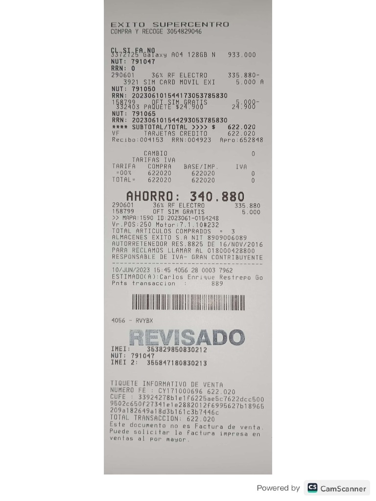 Factura Celular Samsung papá | PDF