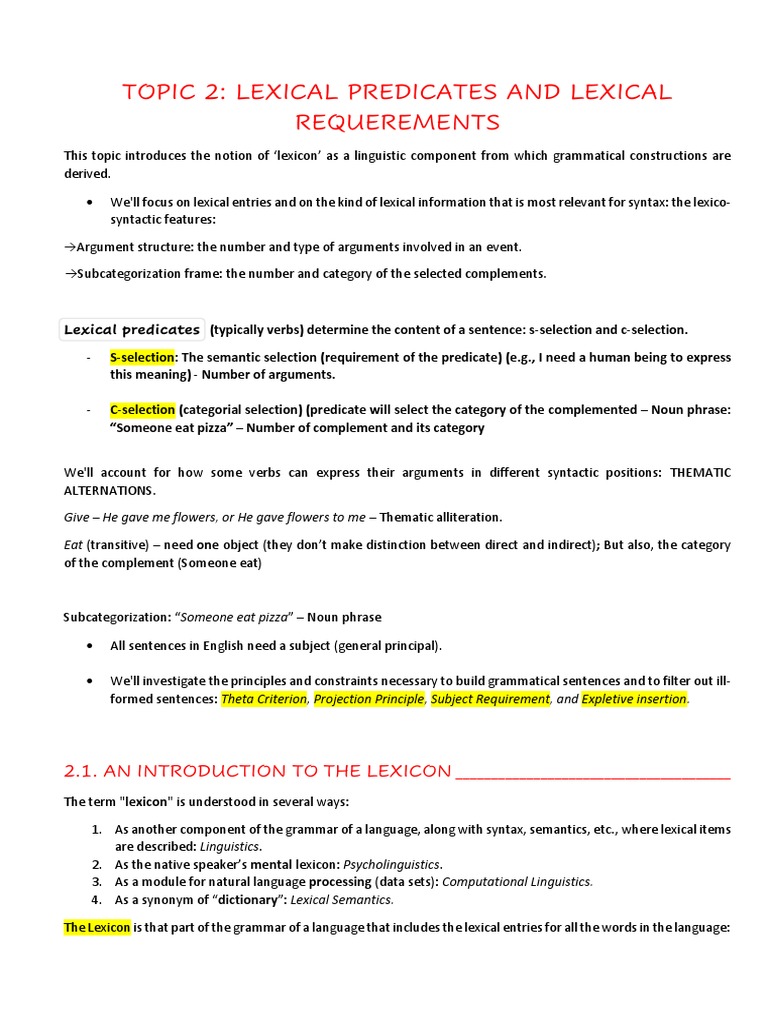 Grammar Tema 2 | PDF | Lexical Semantics | Predicate (Grammar)