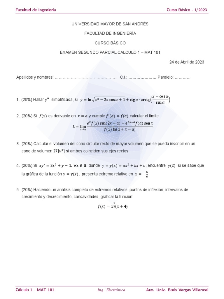 Solucionario_Exam_2P_[1-2023]_MAT101_v1.0 | PDF | Objetos matemáticos | Física Matemática