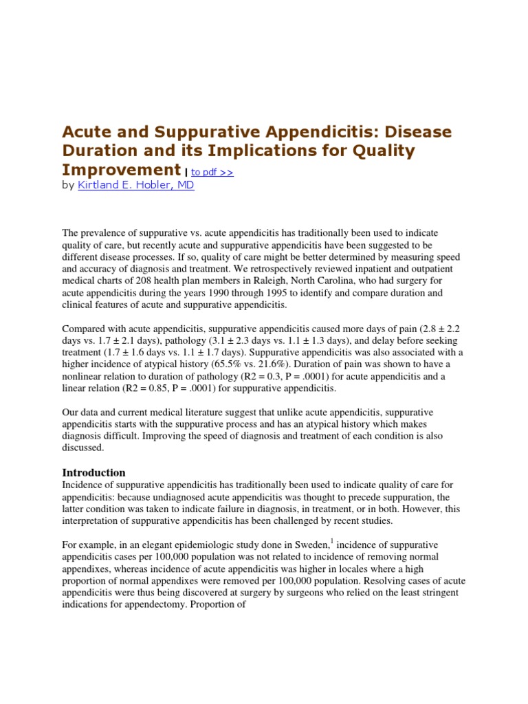 Acute and Suppurative Appendicitis | PDF | Thrombosis | Vein