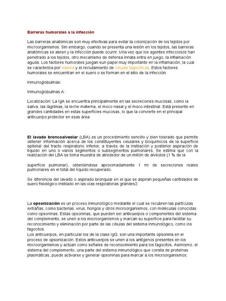 Barreras Humorales en la Infección | PDF | Anticuerpo | Sistema inmune