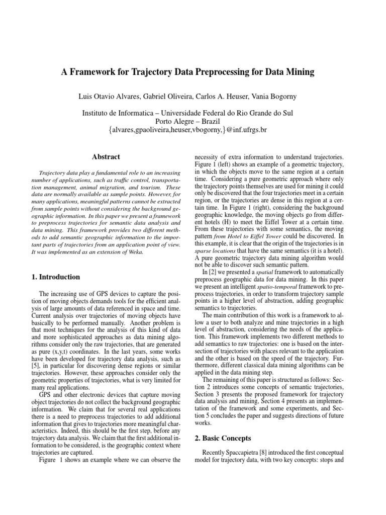A Framework For Trajectory Data Preprocessing For Data Mining | PDF | Data Mining | Data