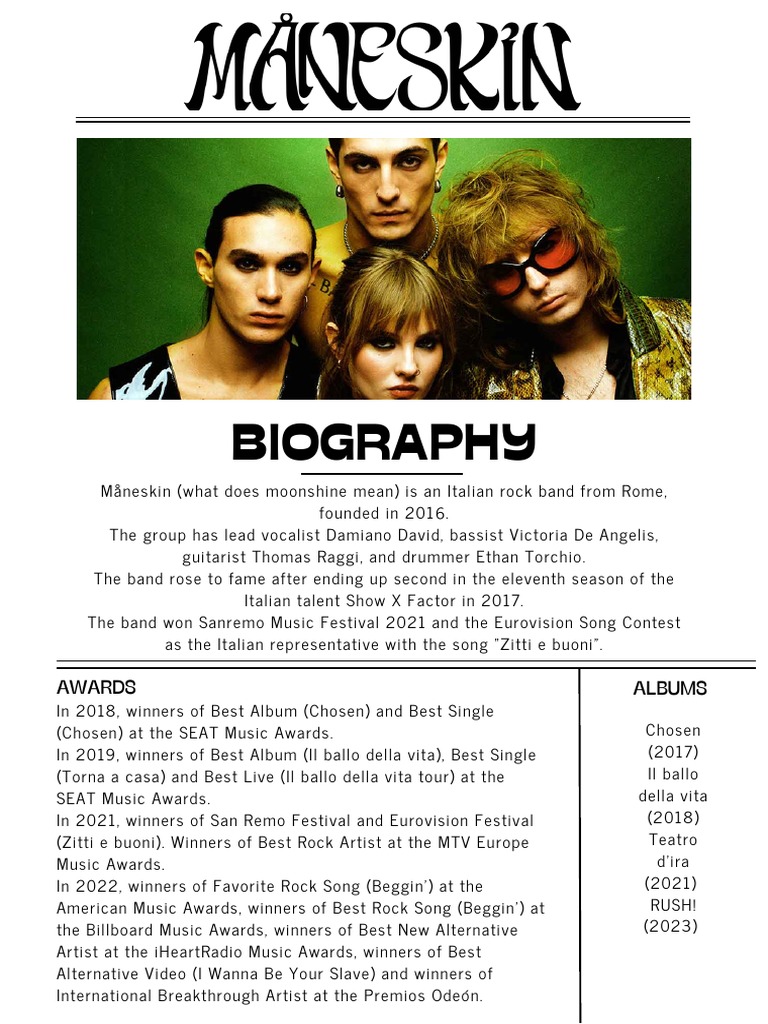 Måneskin, grupo | PDF | Music Industry | Rock Music