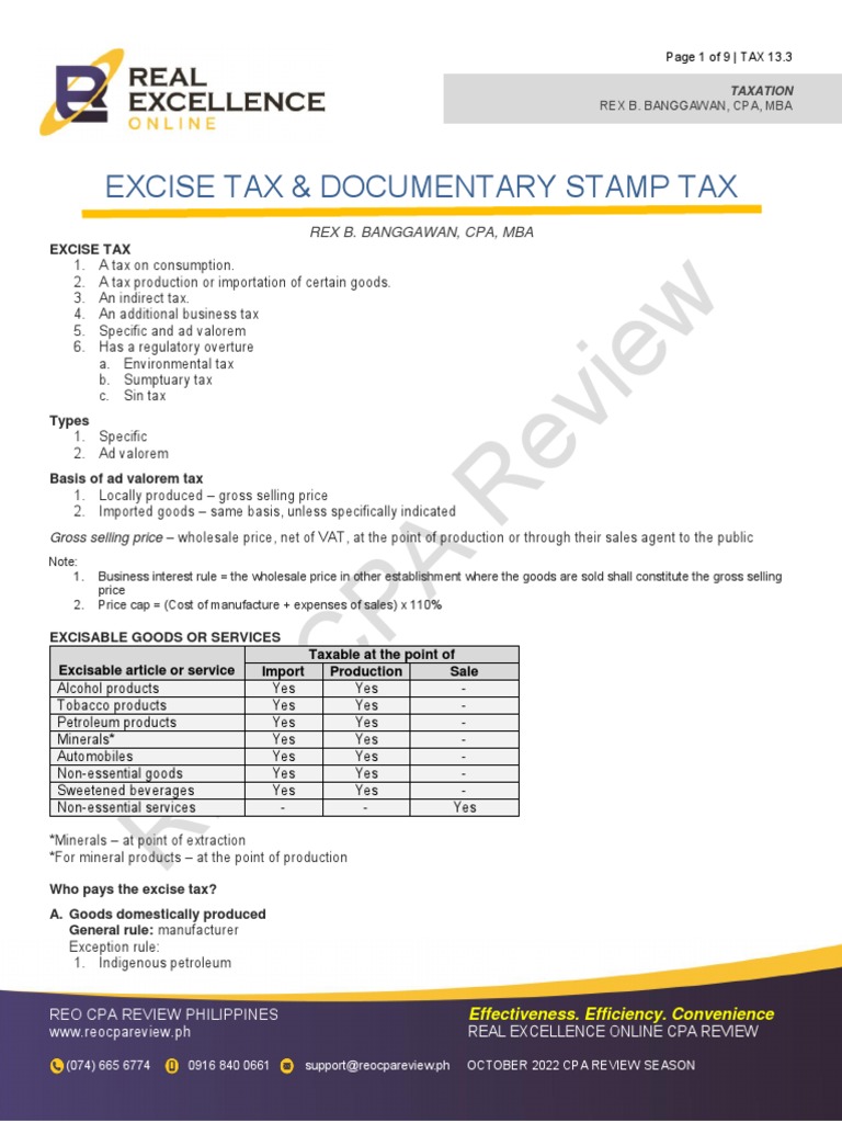 H13.3 - Excise Tax - DST | PDF | Sugar Substitute | Taxes