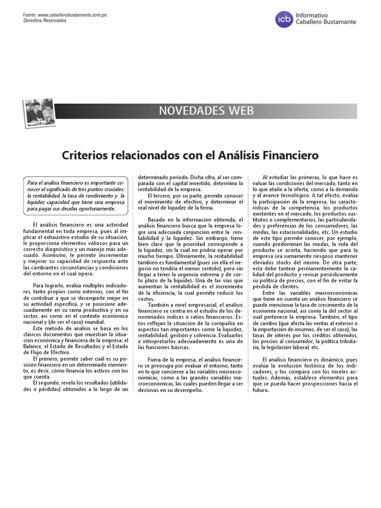 Lectura Obligatoria Criterios Del Analisis Financ. | PDF | Liquidez de mercado | Mercado (economía)
