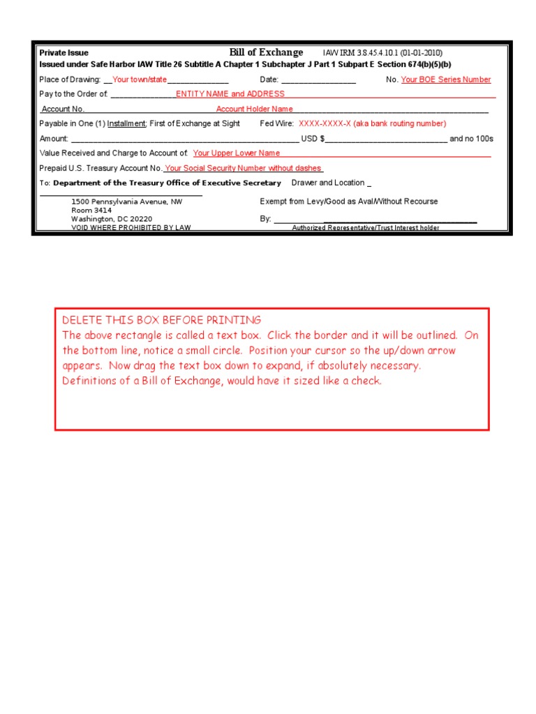 Private Bill of Exchange Template | PDF