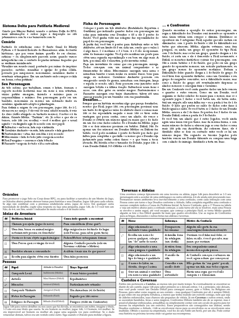 Sistema Delta: RPG Medieval Cômico | PDF | Jogos de RPG