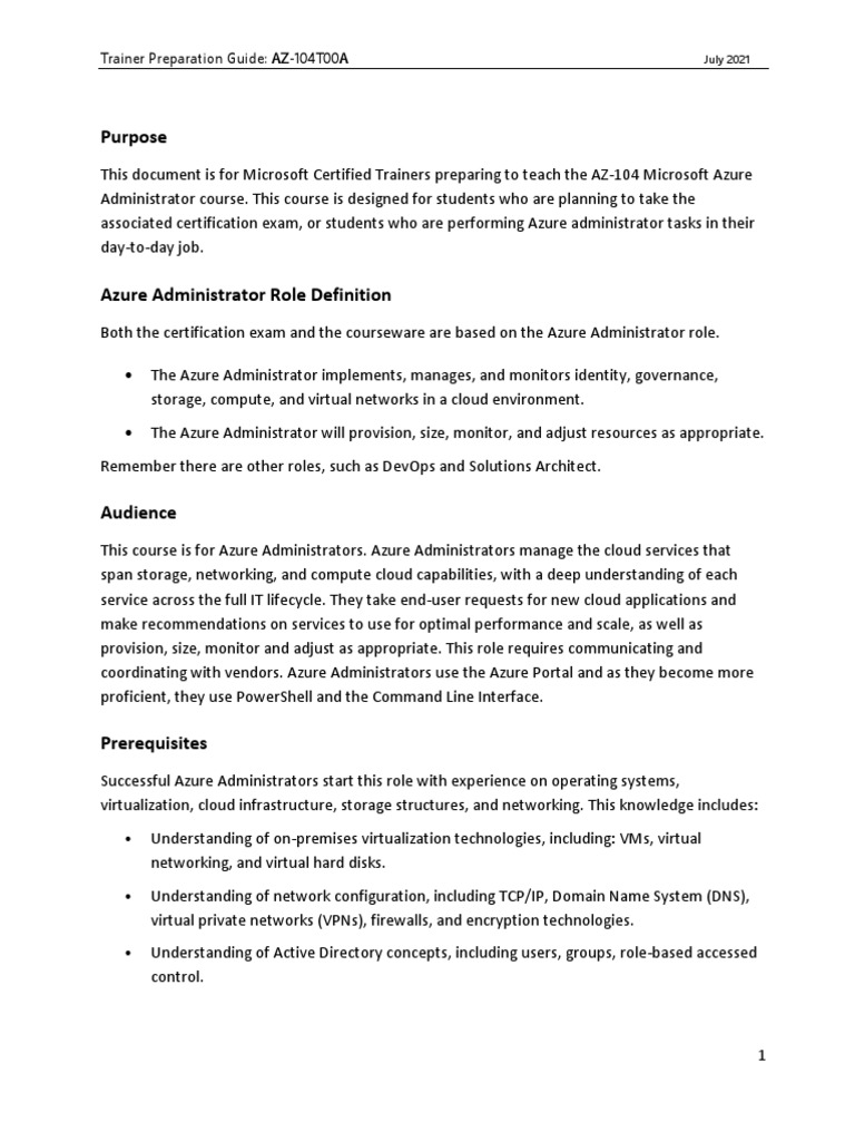 AZ 104T00A ENU TrainerPrepGuide | PDF | Microsoft Azure | Shell (Computing)
