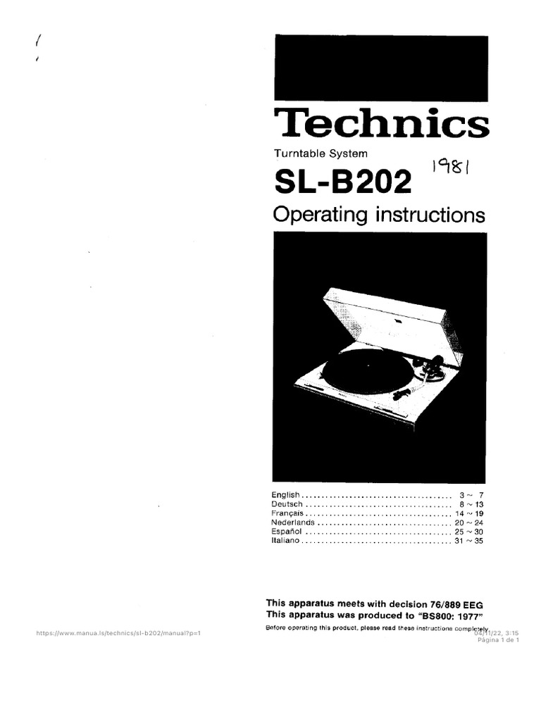 User manual Technics SL-B202 1 2 | PDF