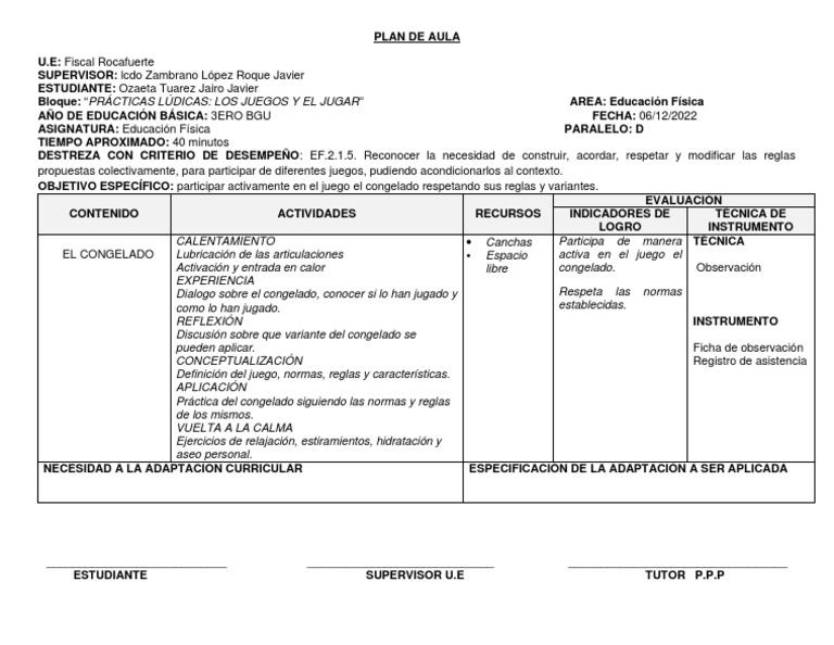 Plan de Clase 4 | PDF | Aprendizaje