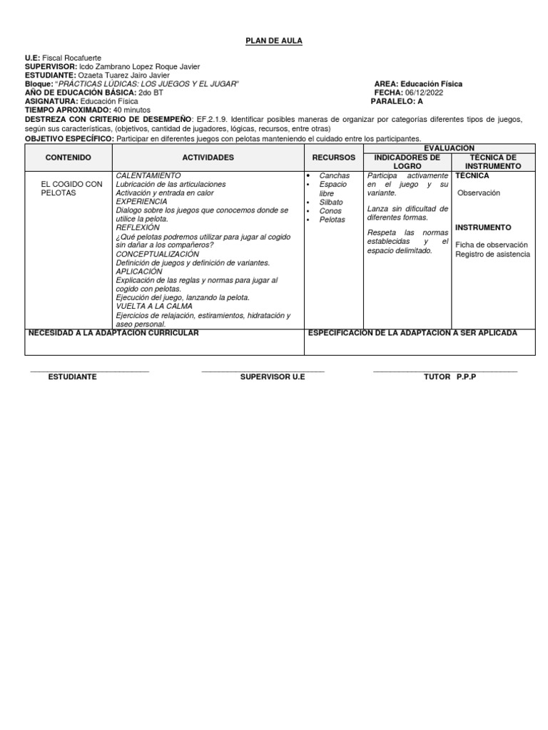 Plan de Clase 6 | PDF