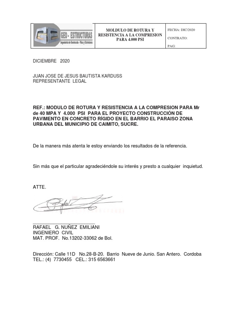 Informe Modulo de Rotura | PDF