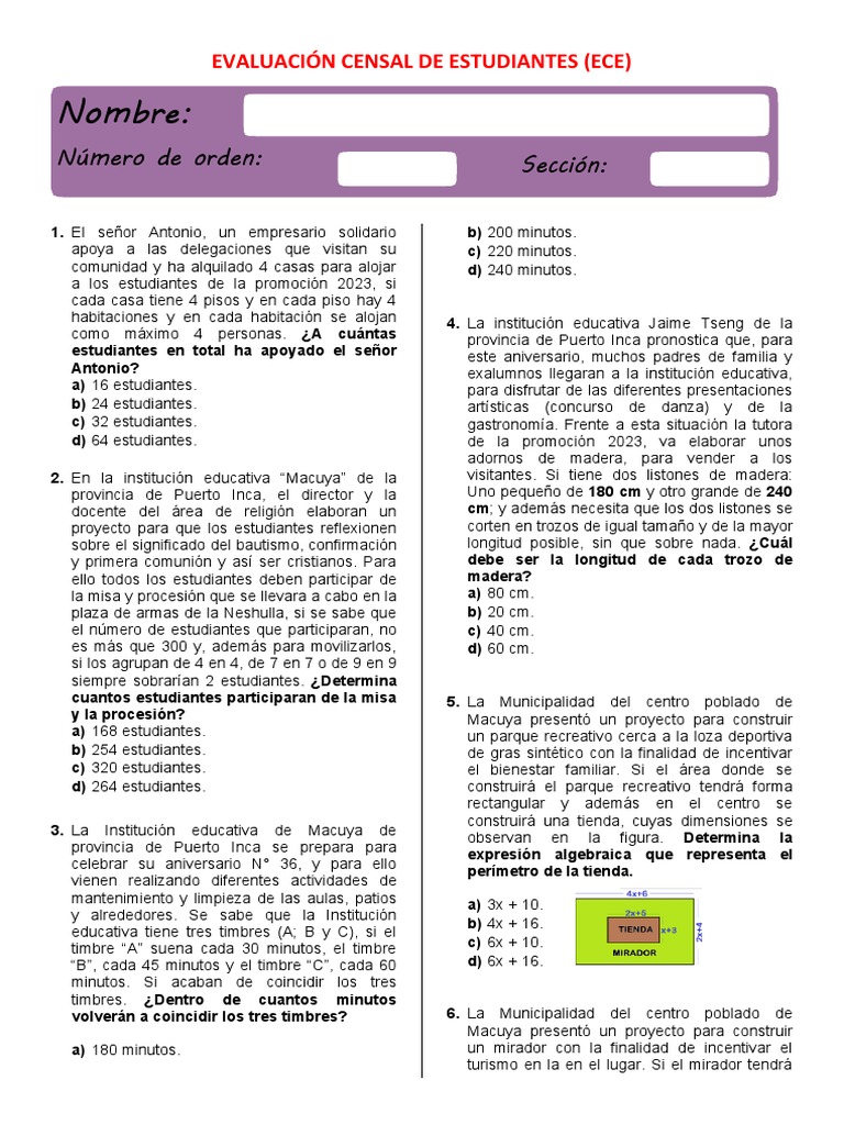 Evaluacion Ece 1° Año | PDF