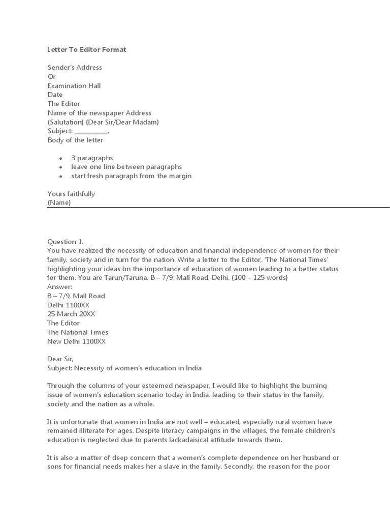 Letter To Editor Format | PDF