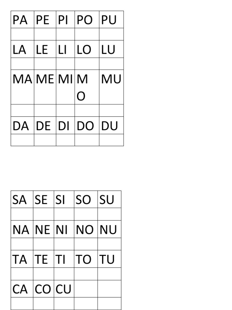 Tablero Silabas y Transcribir | PDF | Artes del Lenguaje y Comunicación