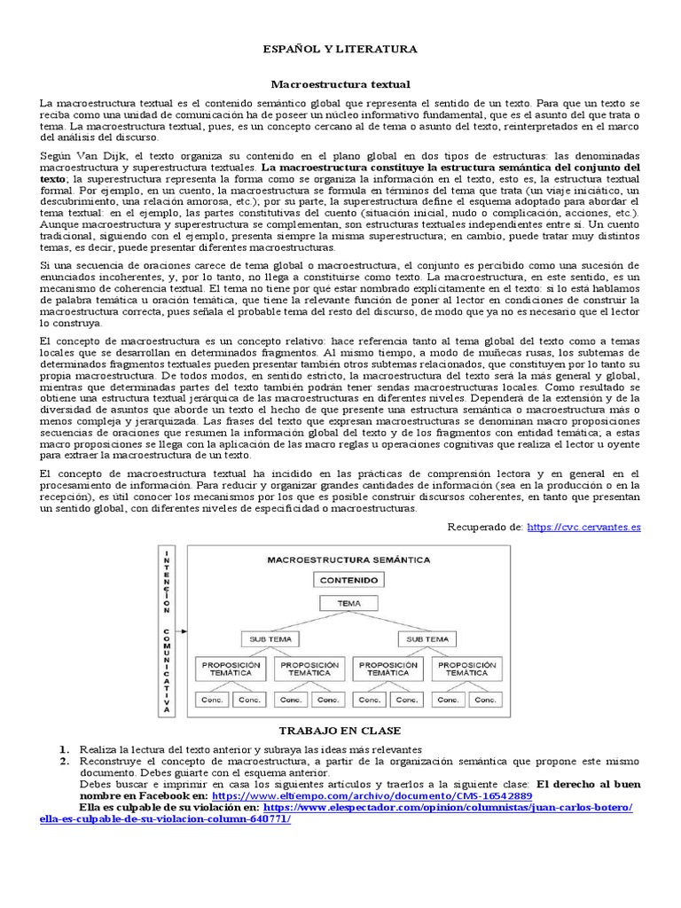 Macroestructura textual y su análisis | PDF | Comunicación humana ...