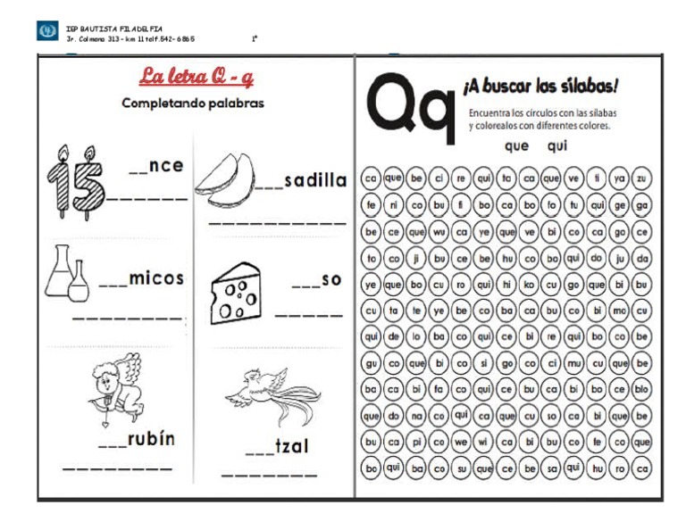 La letra Q 1° | PDF