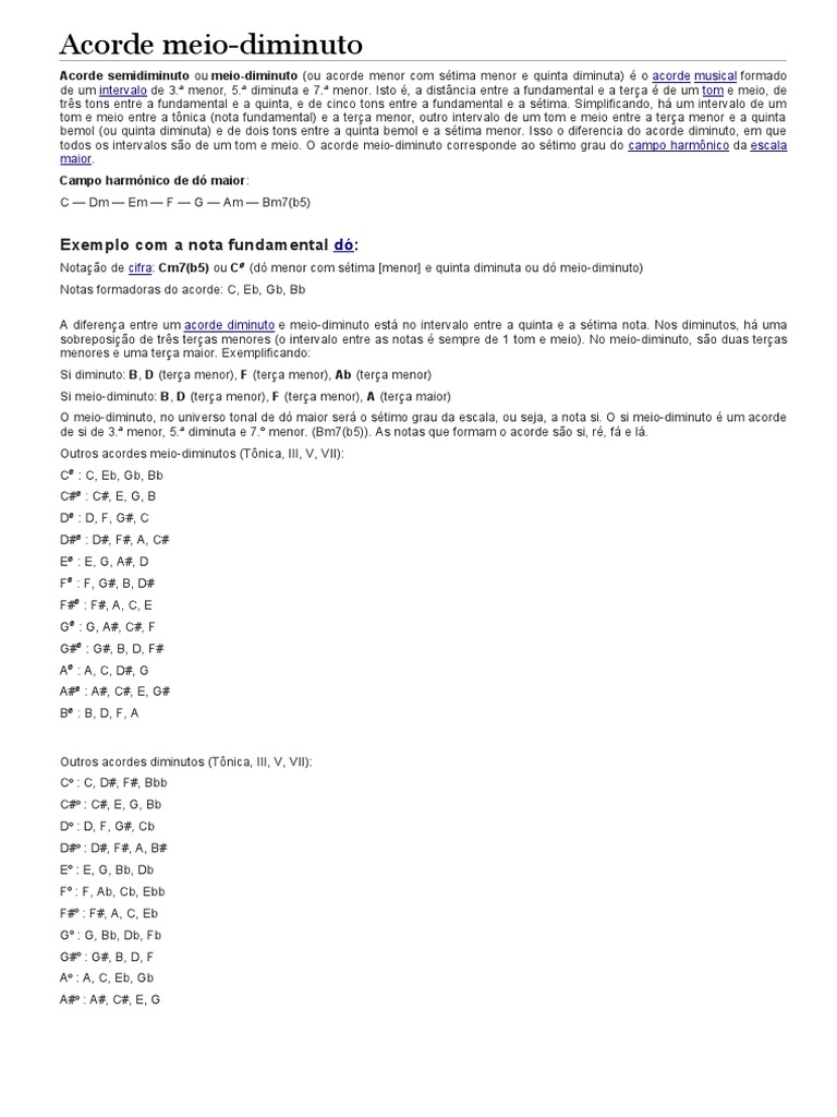 Acorde Meio Diminuto | PDF