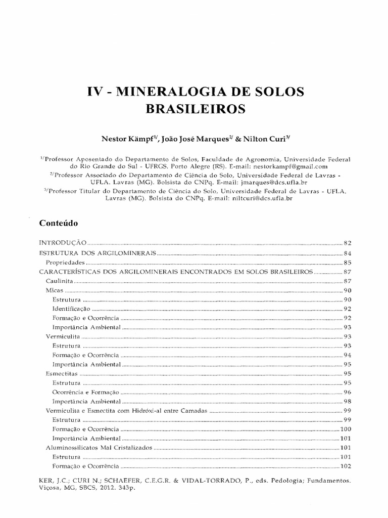 Pedologia - Fundamentos - Mineralogia Dos Solos Brasileiros | PDF ...