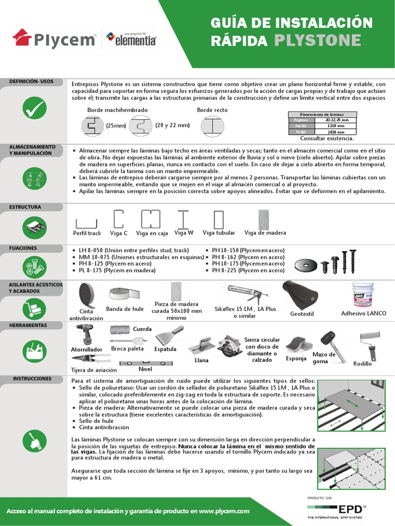 Guia Rapida de Instalacion Plystone | PDF | Madera | Aislamiento térmico