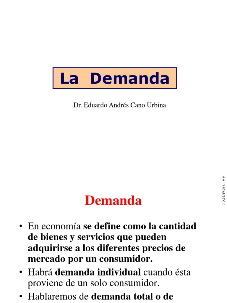 Conceptos Clave de la Demanda Económica | PDF | Oferta y demanda ...
