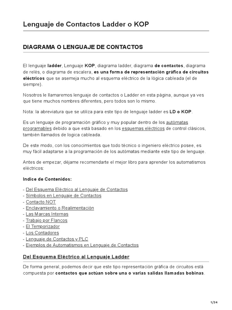 LENGUAJE DE CONTACTOS LADDER | PDF | Componentes | Equipo eléctrico