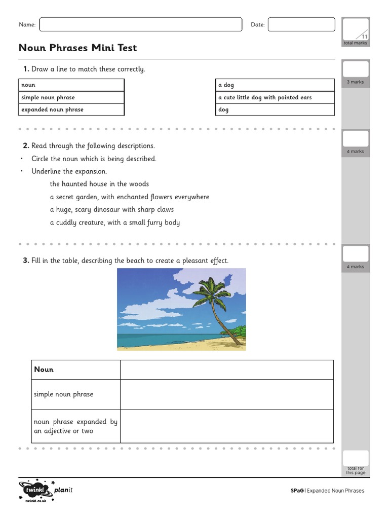 T2 E 1902 Y4 Expanded Noun Phrases Mini Test - Ver - 2 | PDF | Noun ...