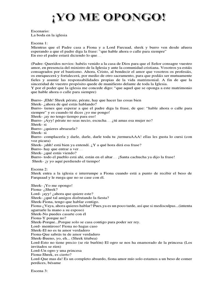 Obra de Teatro Yo Me Opongo 1 | PDF