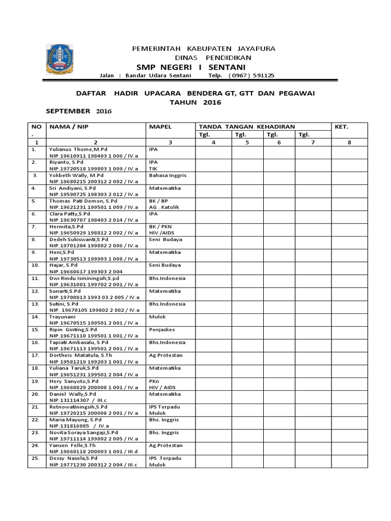 DAFTAR HADIR UPACARA | PDF