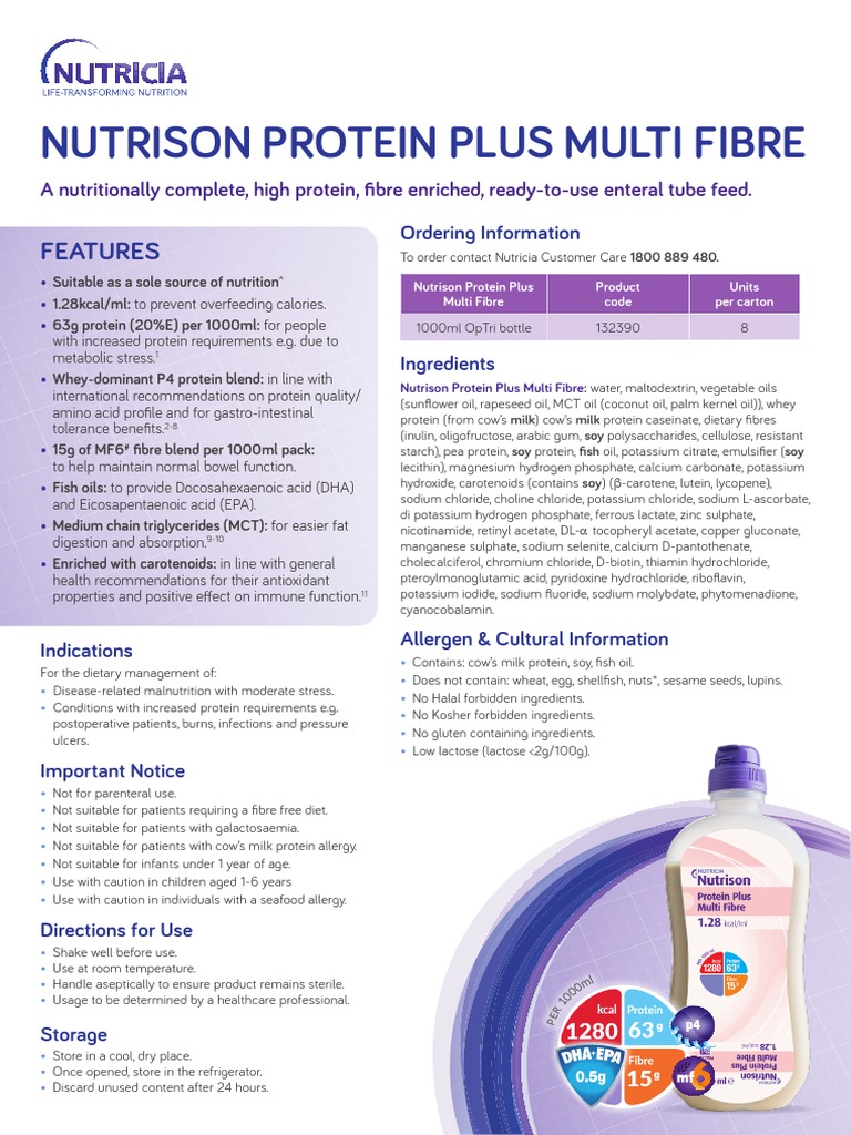 Nutrison Protein Plus MF Factsheet AUS April 2022 | PDF | Nut (Fruit ...