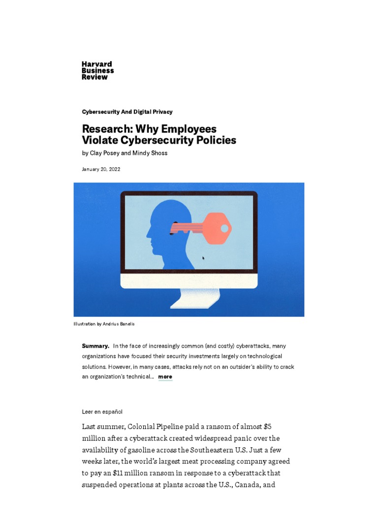 CL4 - Research - Why Employees Violate Cybersecurity Policies | PDF ...