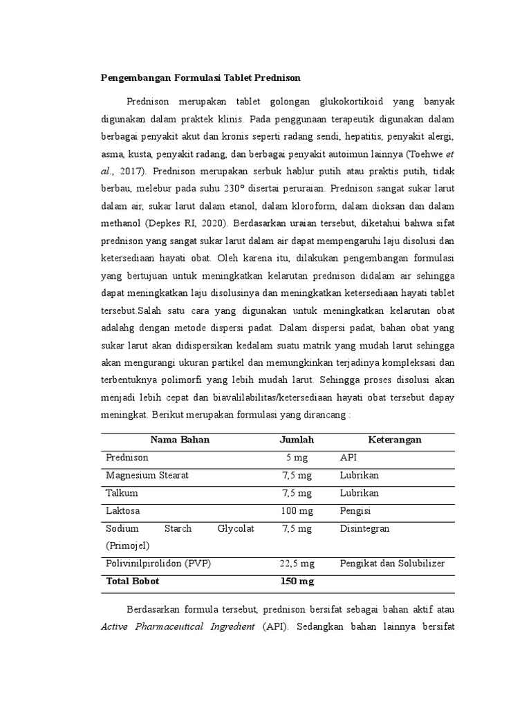Pengembangan Formulasi Tablet Prednison | PDF | Pengembangan Diri