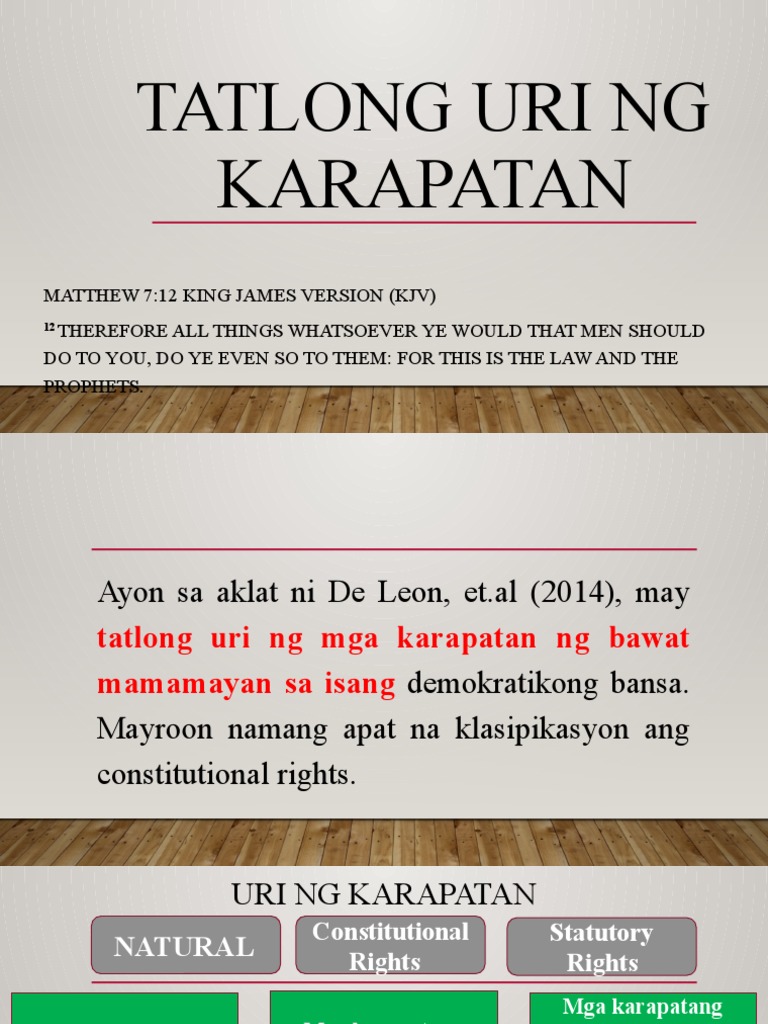 Tatlong Uri NG Karapatan | PDF