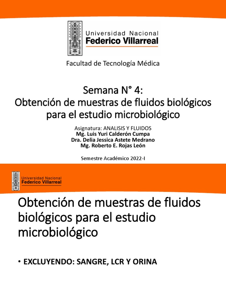 Semana 4 Obtencion de Muestras de Fluidos Biologicos para El Estudio ...