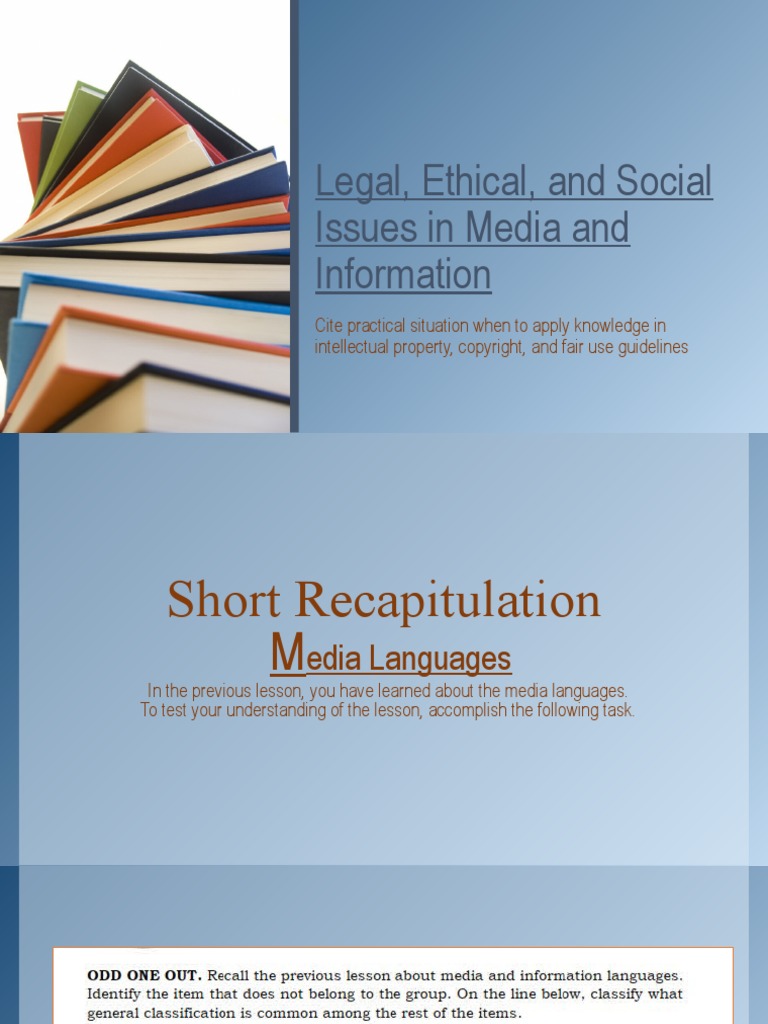Legal Ethical and Social Issues in Media and Information | PDF