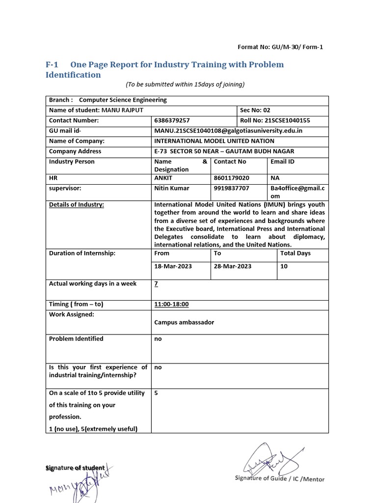 One Page REPORT MANU | PDF