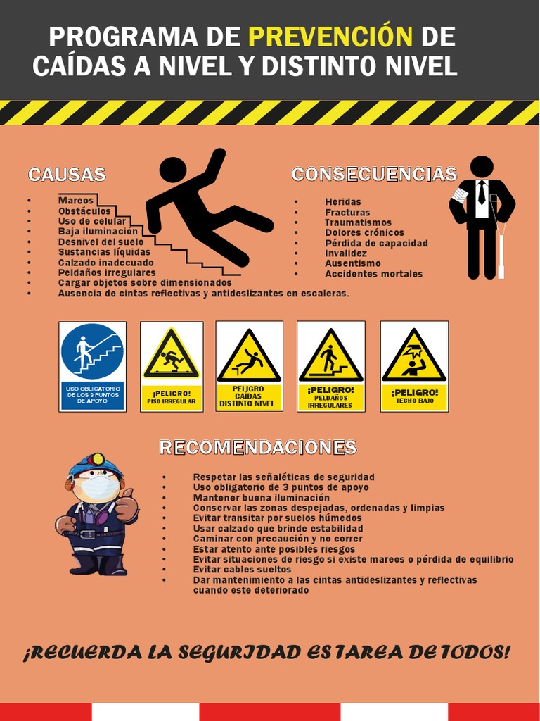 Programa de Prevencion de Caidas A Nivel y Distinto Nivel | PDF