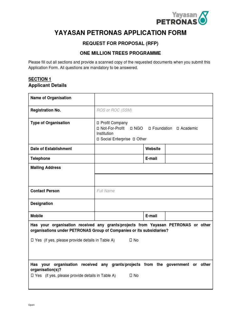 Omt-Rfp Application Form 2023-1 | PDF | Request For Proposal ...