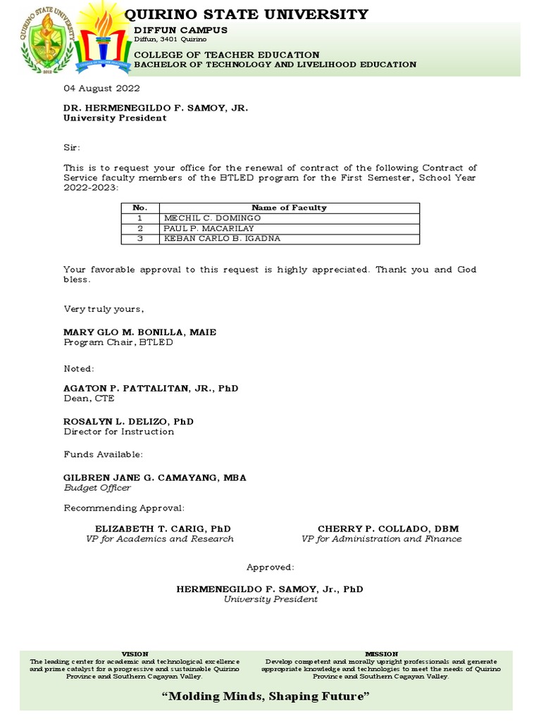 REQUEST LETTER For COS Midyear Class PDF