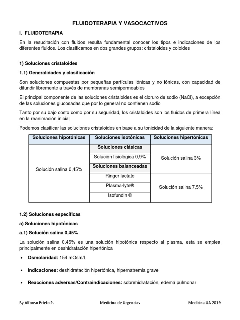 5) Fluidoterapia y Vasoactivos | Descargar gratis PDF | Solución salina ...