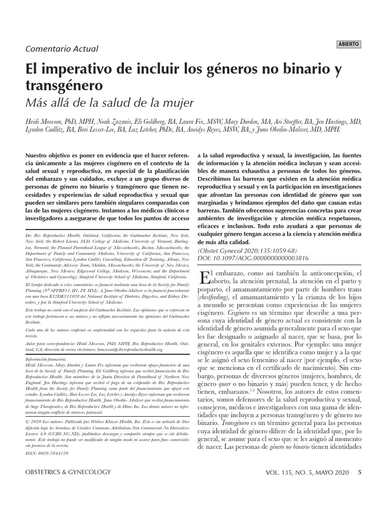 Inclusión de Géneros No Binarios en Salud | PDF | Transgénero ...