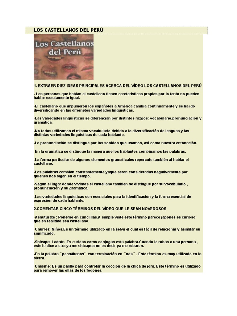 Los Castellanos Del Perú | PDF