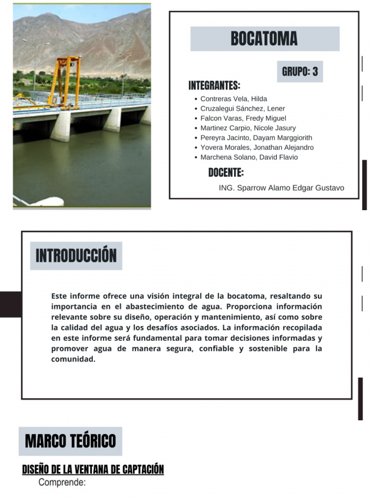 Bocatoma - Grupo 3 Diapositivas | PDF